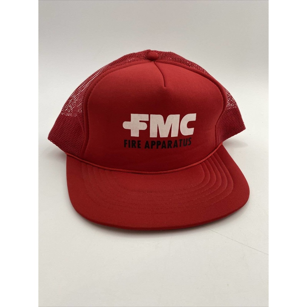 Vintage Fmc Fire Apparatus Hat Red Snapback - Gem